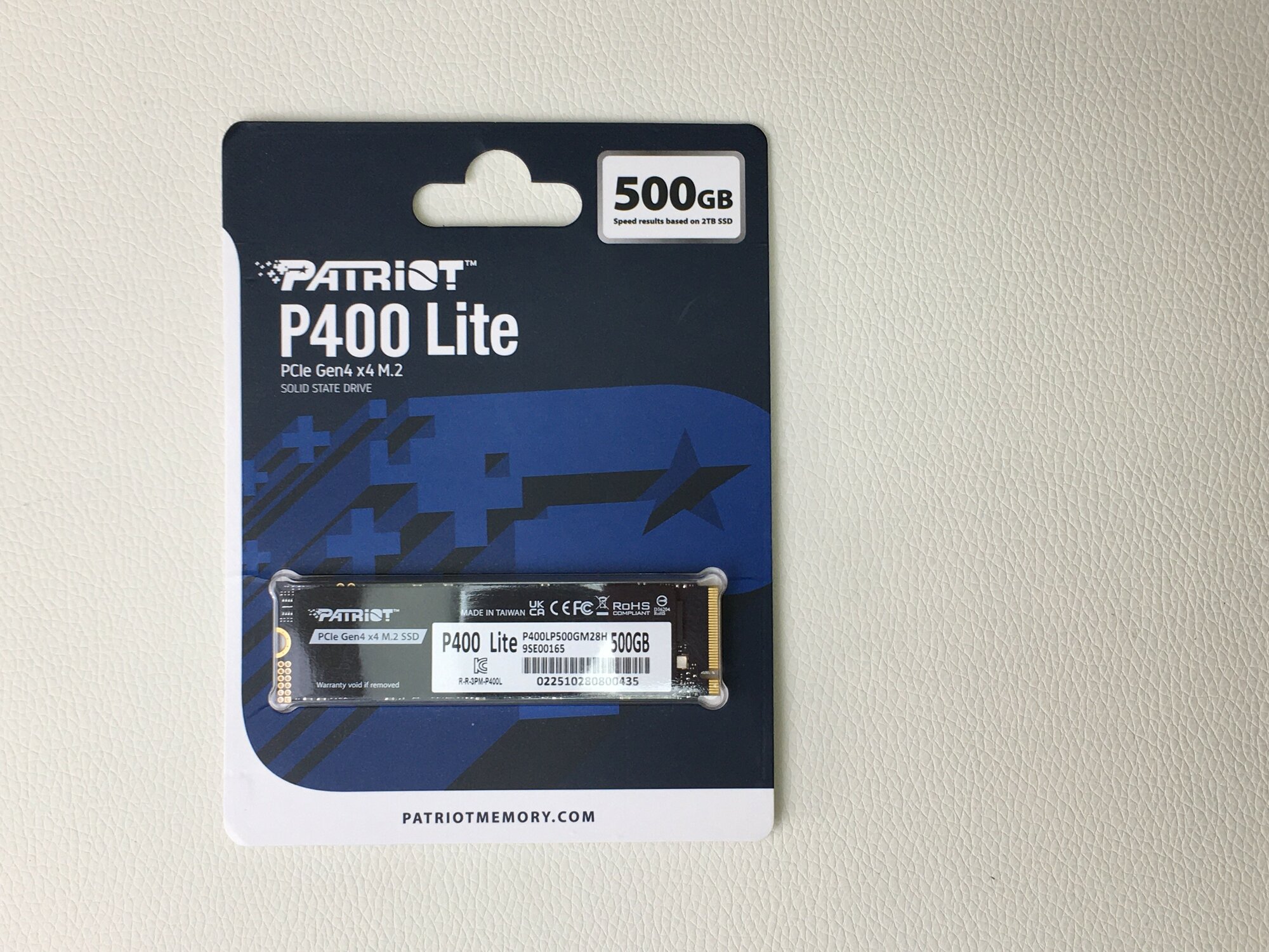 Накопитель SSD M.2 2280 500Gb Patriot P400 Lite, P400LP500GM28H, NVME PCIe 4. x x4