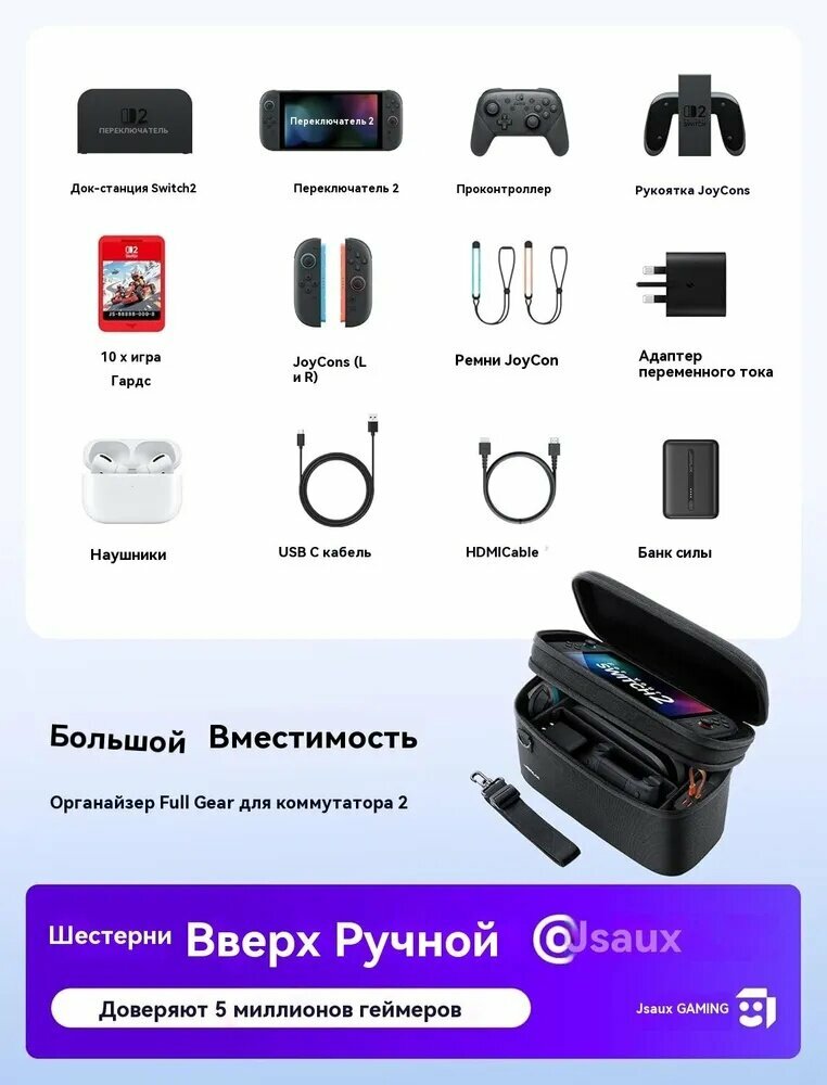 JSAUX All-in-One Кейс для ROG Xbox Ally / Ally X, Сумка для путешествий с разъемом, контроллером Pro и аксессуарами, Большой объем, BG0121