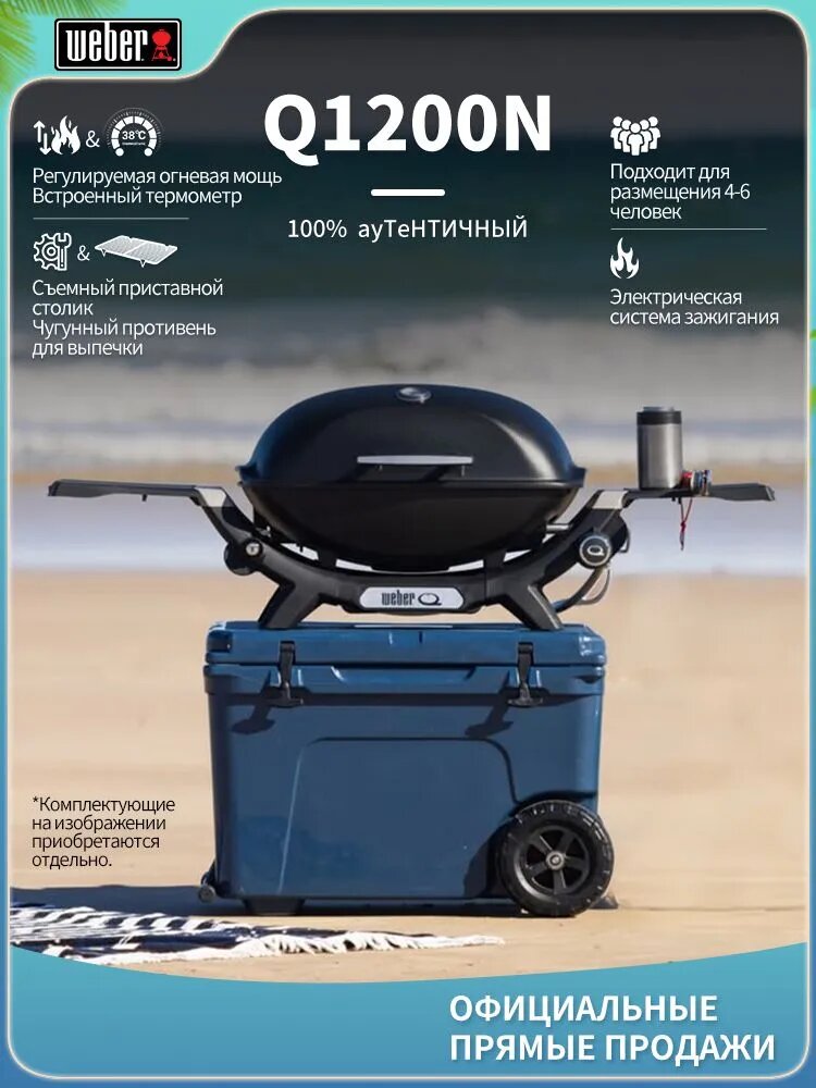Портативный гриль-барбекю Weber Q1200N для дома, кемпинга на открытом воздухе, внутреннего двора,