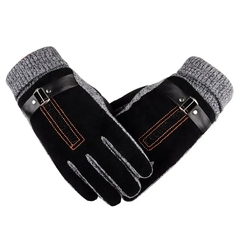 Мужские перчатки черные Macroupta, кожаные, Black A