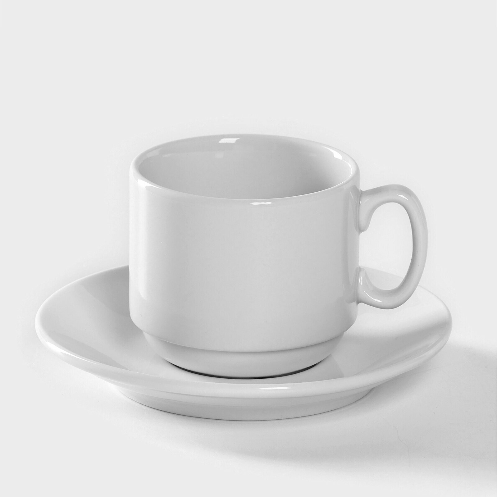 Кофейная пара Добрушский завод «Бельё», 2 предмета: чашка 100 мл, блюдце d=11 см, фарфор, белая