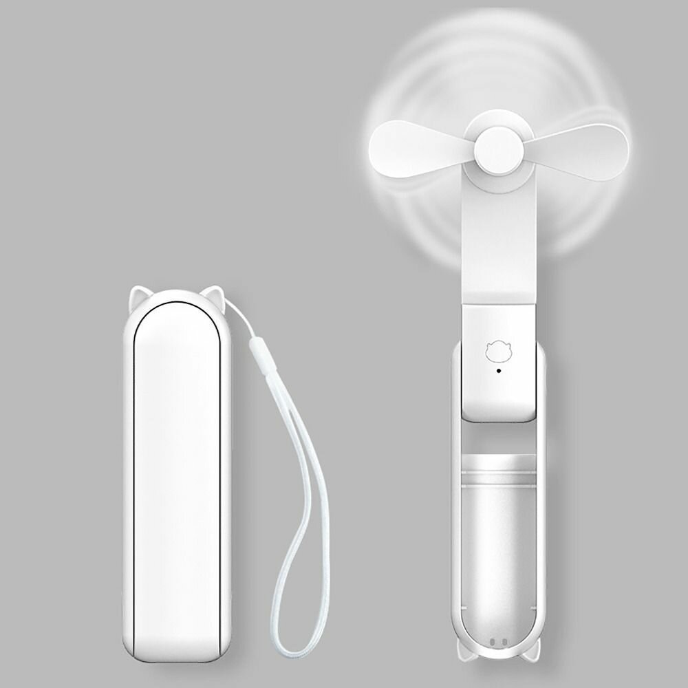 Складной ручной вентилятор 2-в-1 с функцией power bank Многоцветные варианты