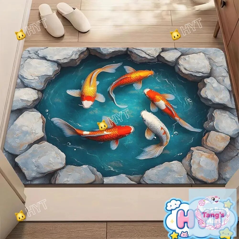 Коврик для ванной Koi Fish 50x80 см Нескользящий резиновый коврик для ванной комнаты