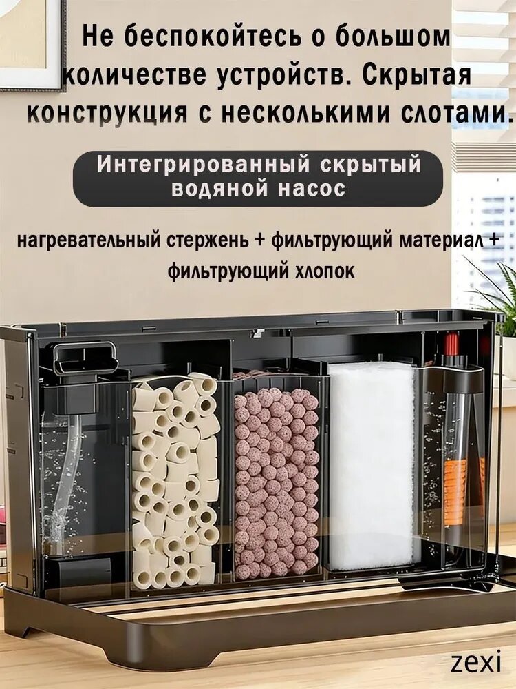 Аквариумный набор компактный и обтекаемый дизайн 30.6*19.6*20.4см для рыб 10л — фото 1