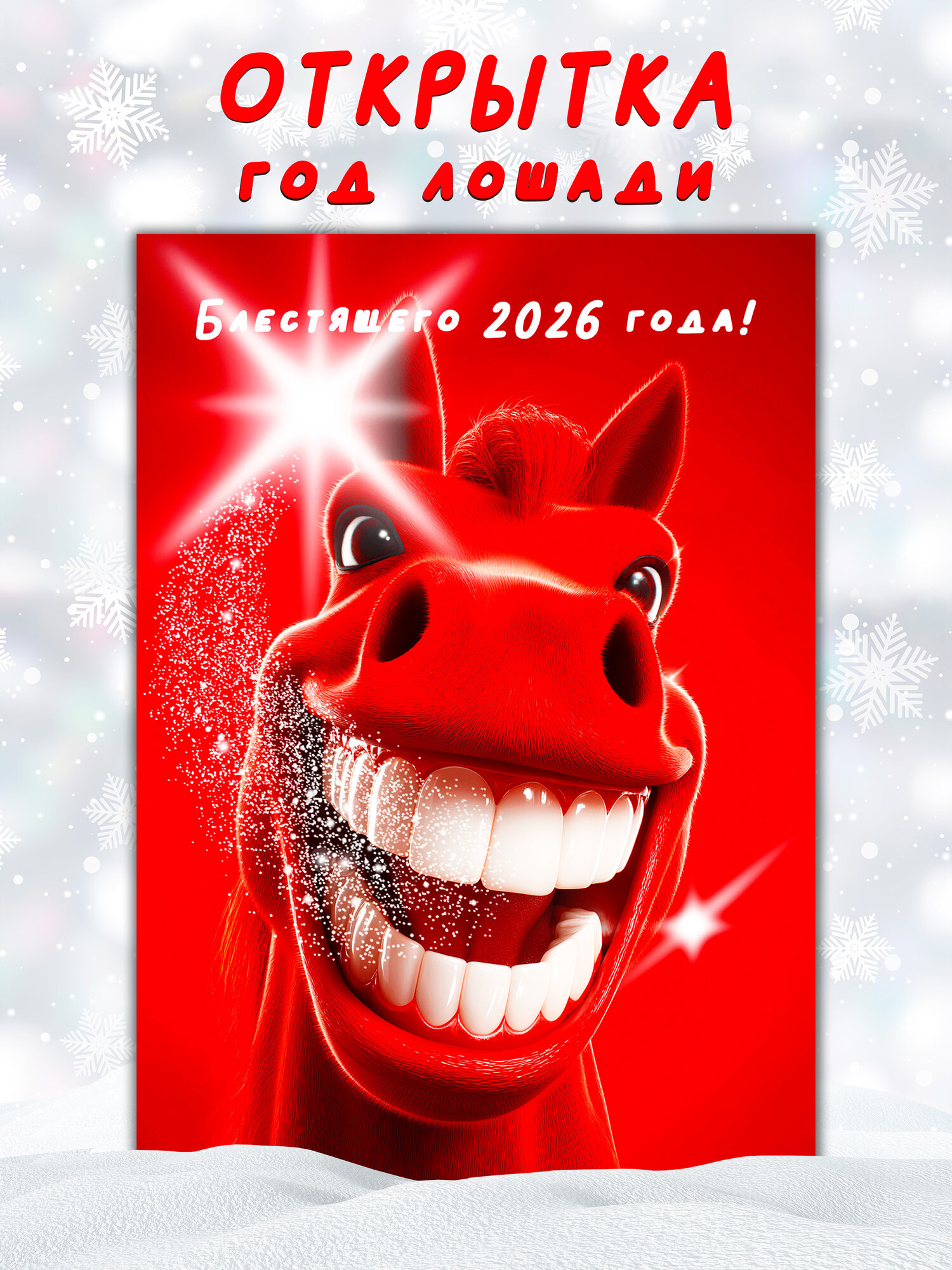 Открытка Год Лошади 10,5 х 15 см, с декоративным конвертом