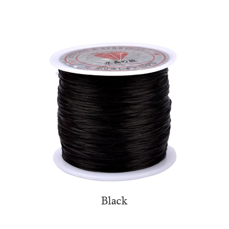 IYKWIM Эластичный шнур с кристаллами 0,6 мм 60 м Черный, black