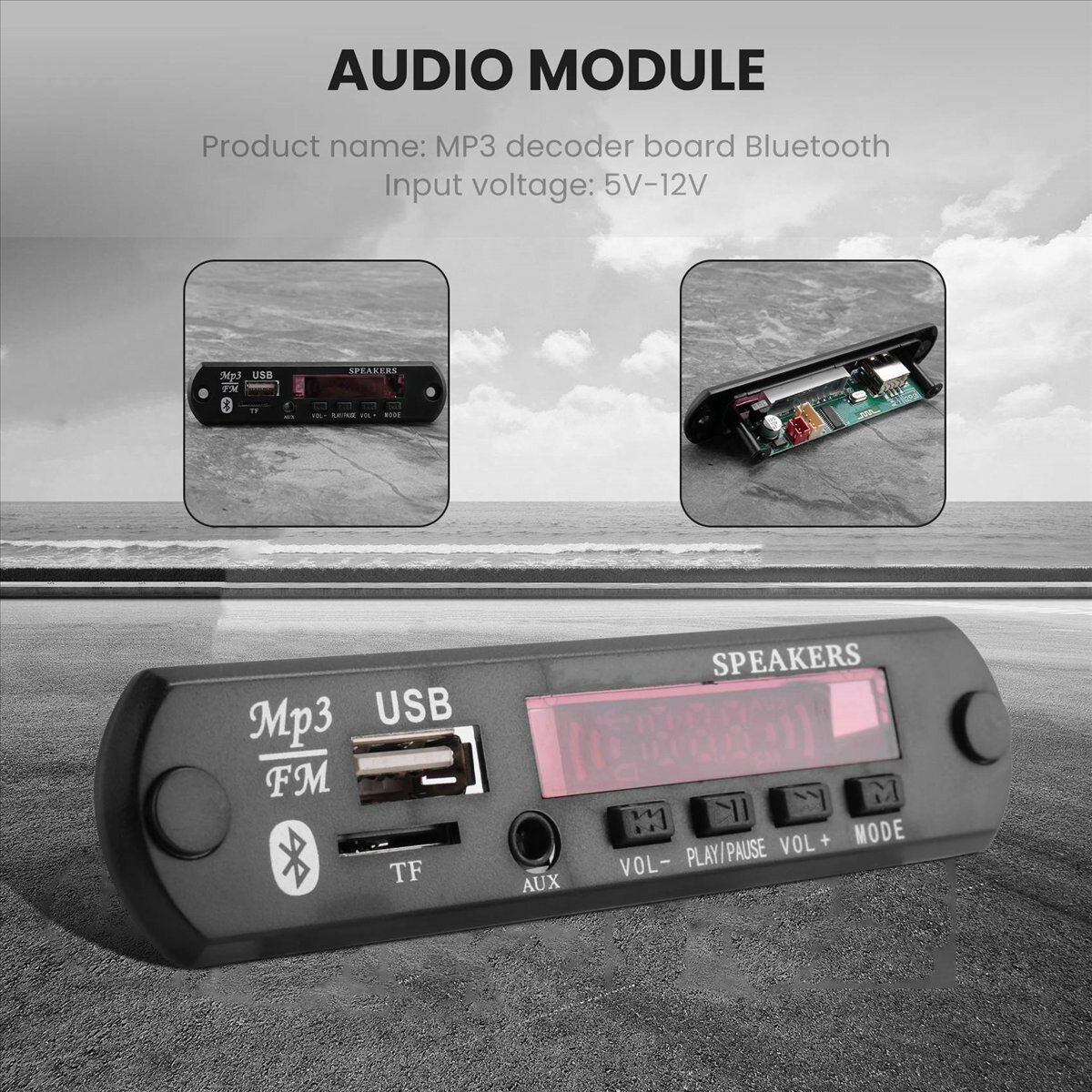 USB MP3-модуль, Bluetooth, 12 В, плата декодера MP3 WMA, аудиомодуль (черный)