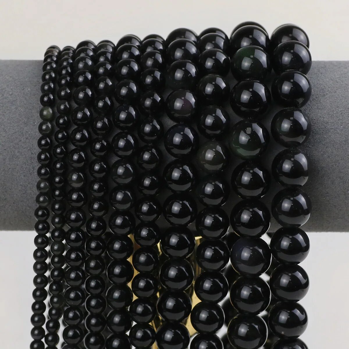 Бусины из натурального камня JHNBY 4-12 мм тигровый глаз, Черный, 6MM (About 60pcs), Black Obsidian