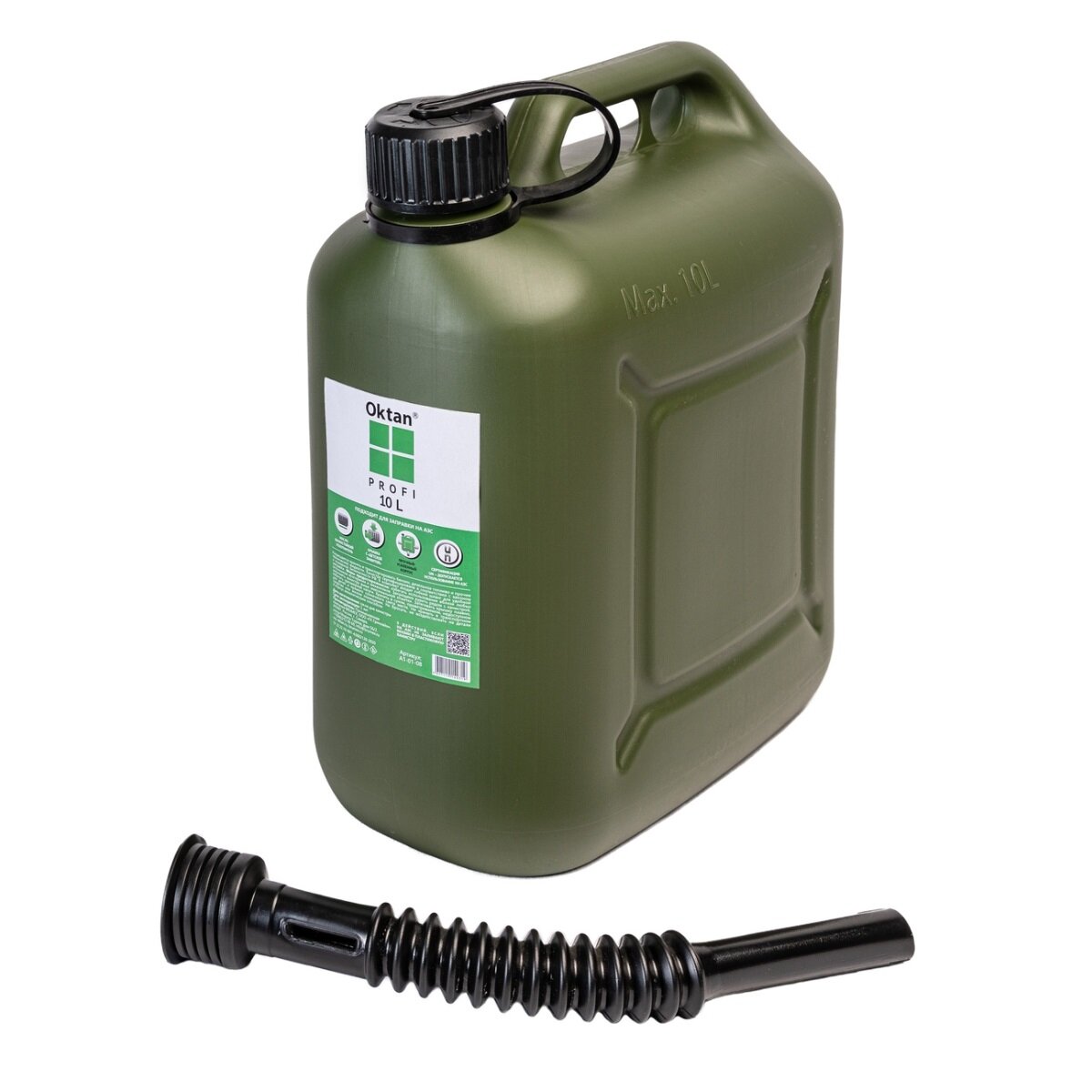 Канистра OKTAN "Профи", пластик, 10 литров, для ГСМ, с замком и сливной системой
