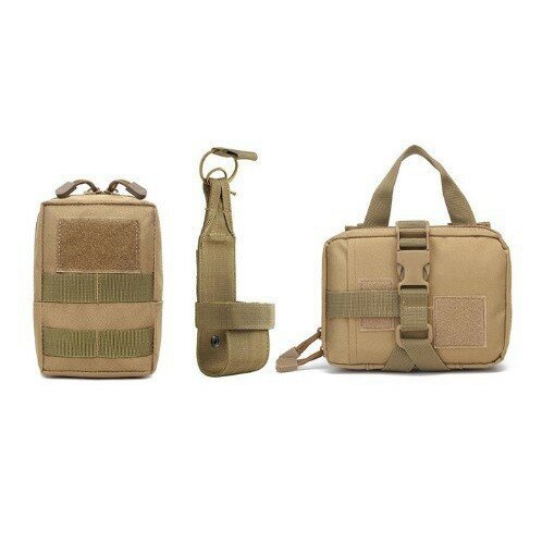 Поясная сумка EDC для поездок на работу, удобная многослойная сумка на молнии с системой MOLLE, кошелек для монет для активного отдыха, тактический камуфляж.