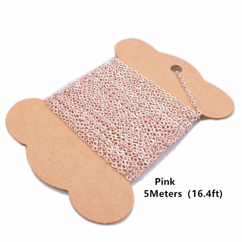 Латунные овальные звенья для ожерелий Moonrise 5 м Розовый, Width 2.5mm, Pink
