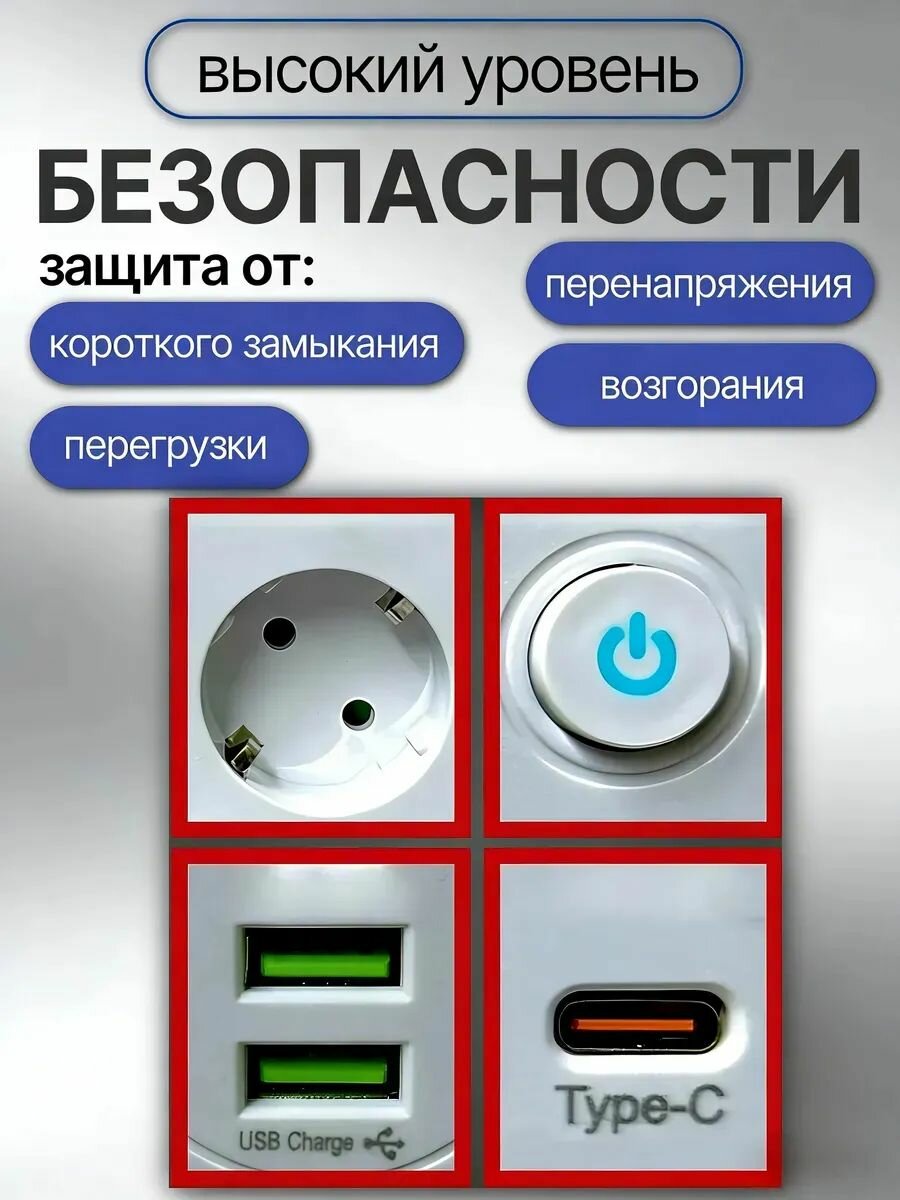 Тройник с USB и TypeC, премиум — фото 1