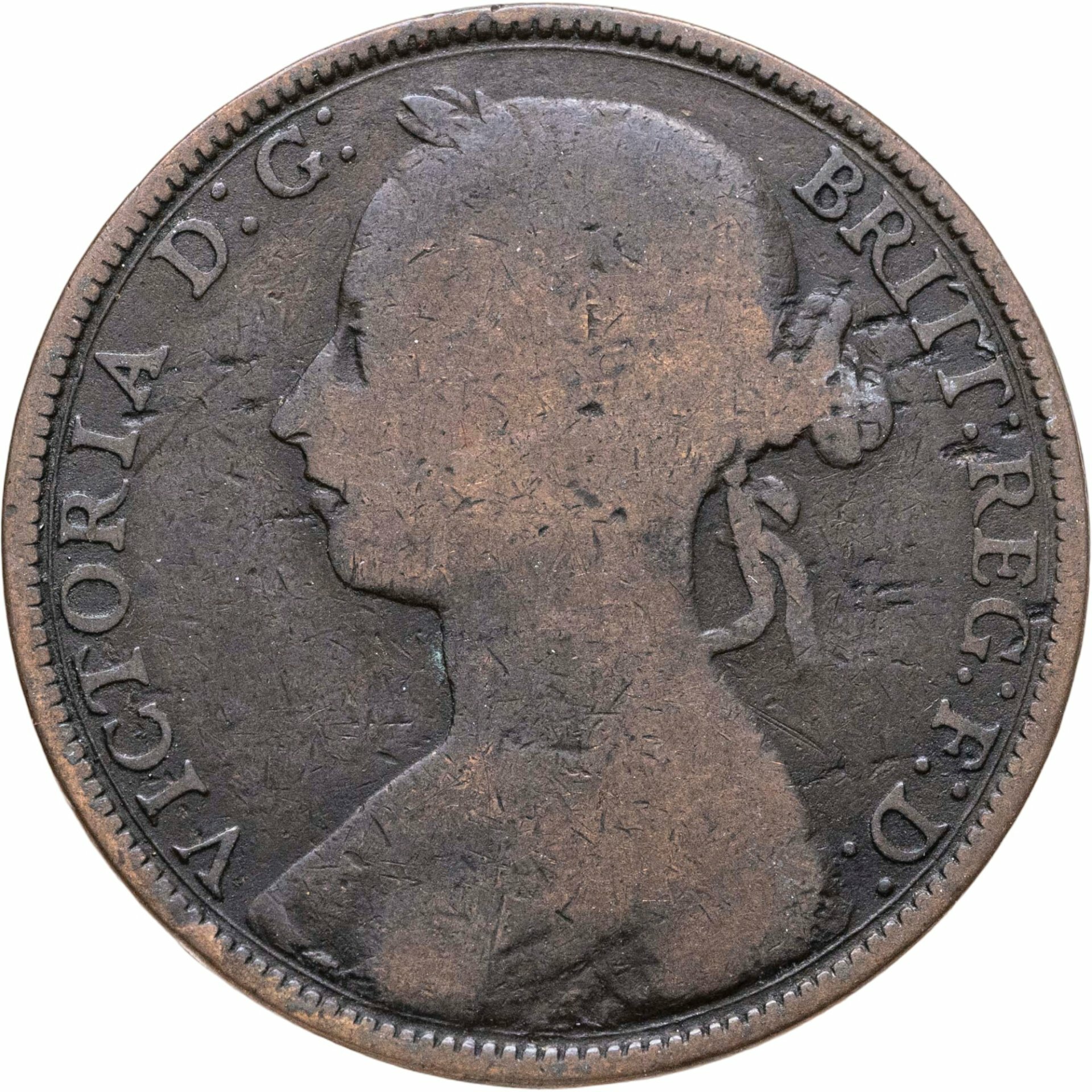 Великобритания 1 пенни penny 1884, Бронза, в сохранности F