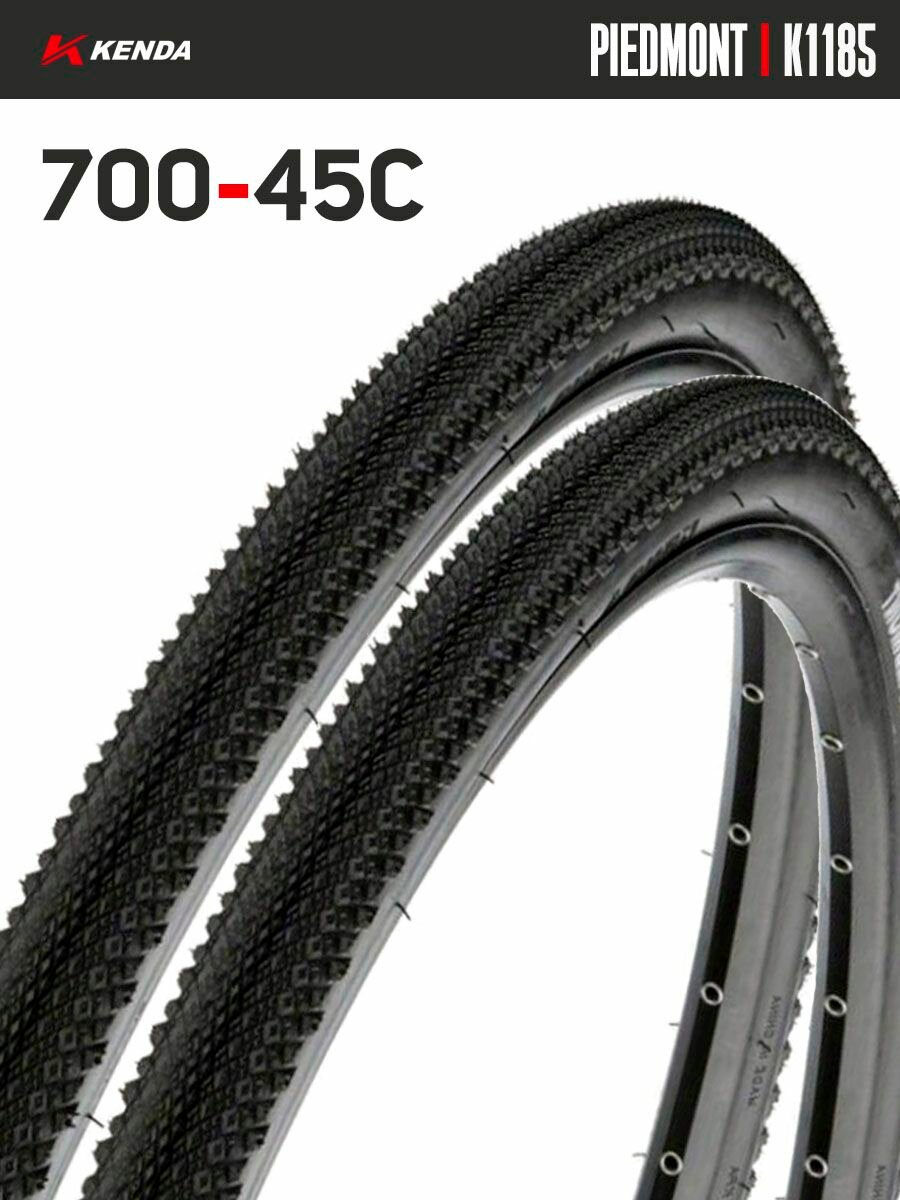 Комплект 2 шт. - Покрышка велосипедная KENDA PIEDMONT K1185 700x40С (42-622), полуслик протектор