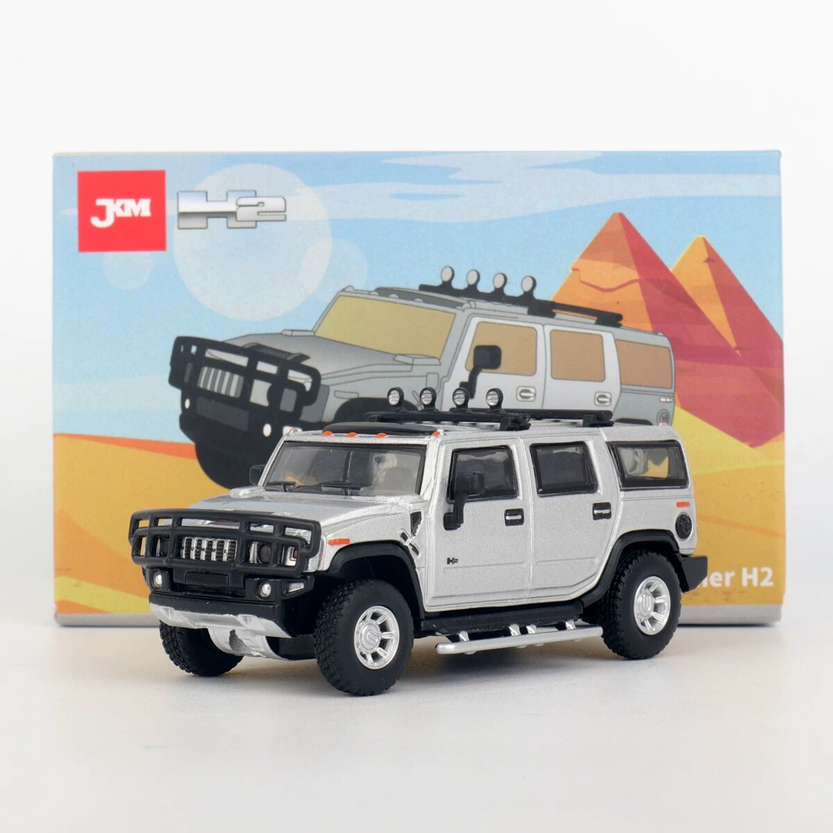 JKM 1/64 Масштаб Hummer H2 SUV Алюминиевая Сборная Автомобильная Модель Коллекционная в Серебристом Сером