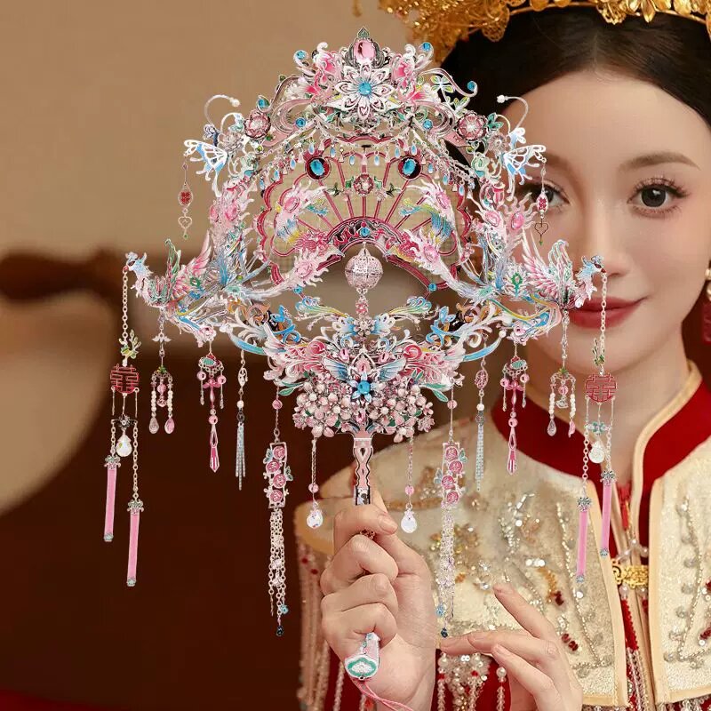 Стальная свадебная веер-головоломка розового цвета с инструментами, готова к отправке