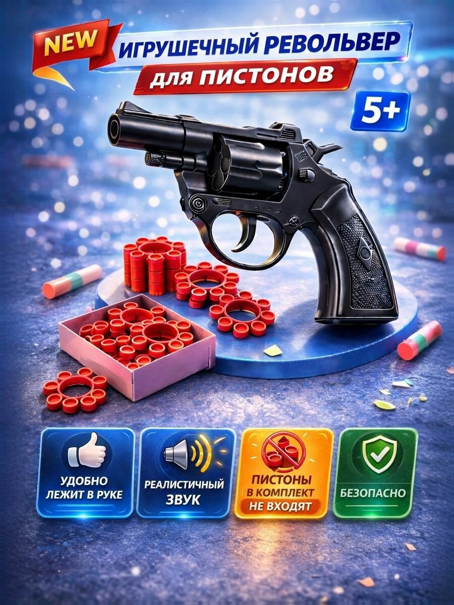 Револьвер пистолет пугач для пистонов, для мальчика