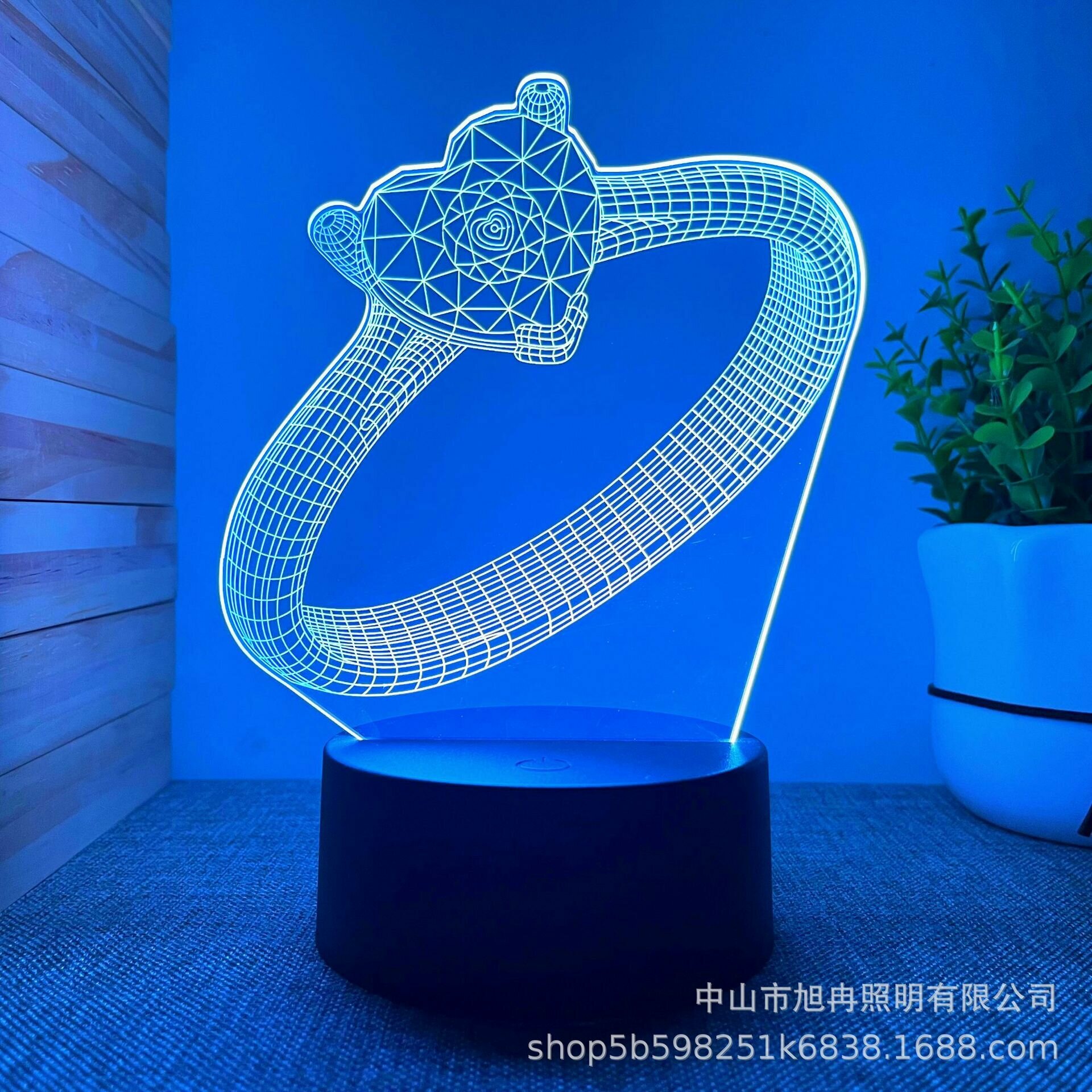 USB черный треснувший сенсорное управление 7 цветов 3D светодиодное кольцо ночник подарок ко Дню святого Валентина