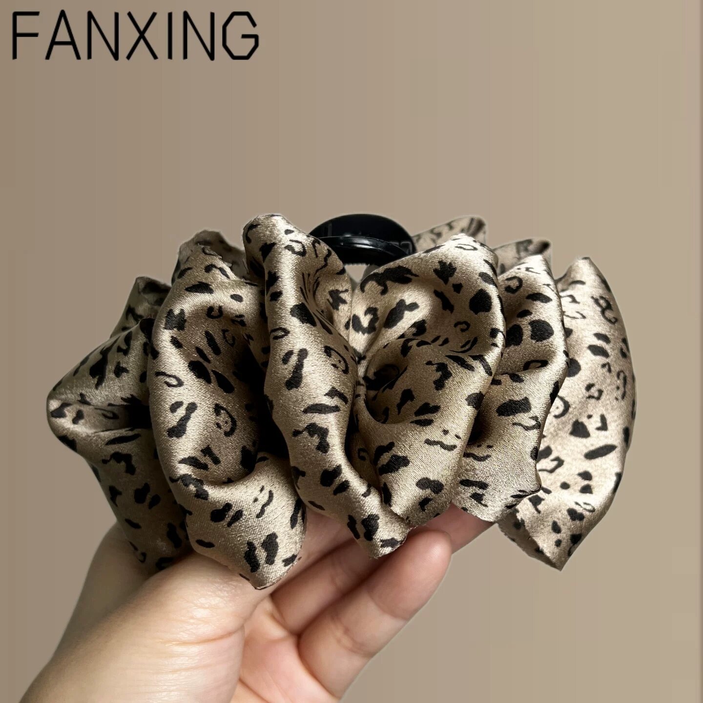 Леопардовый принт заколка для волос, персиковый цвет, средний размер 11 см шикарный аксессуар для повседневного