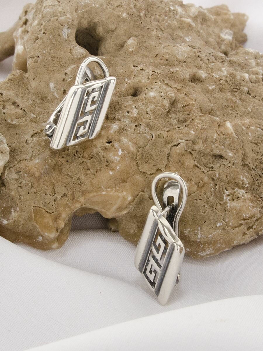 Серьги, серебро, 925 проба, чернение