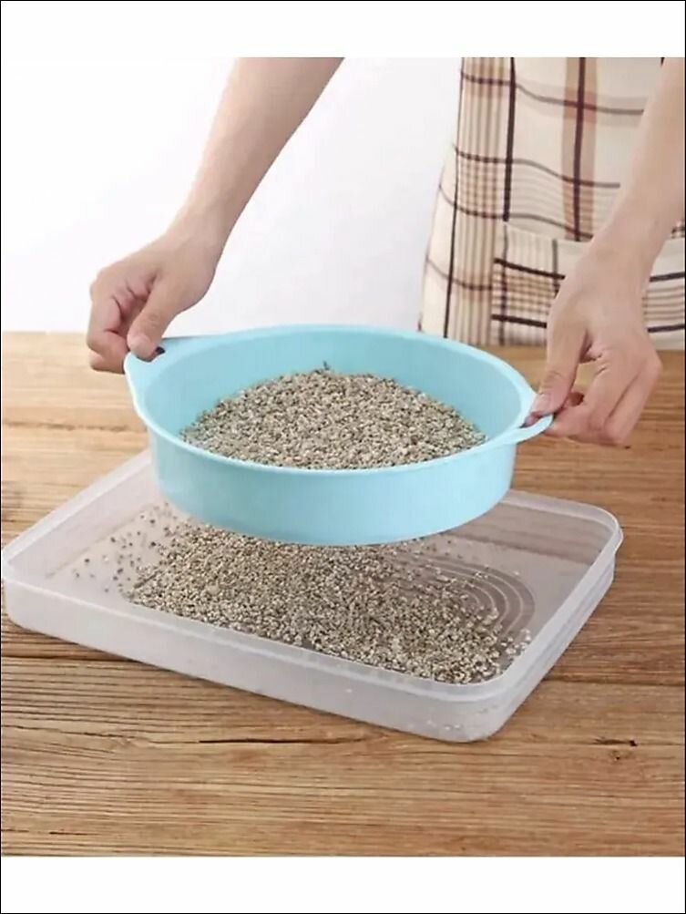 Сито садовое для просеивания грунта и золы Голубое 24,5см ячейка 3мм А151