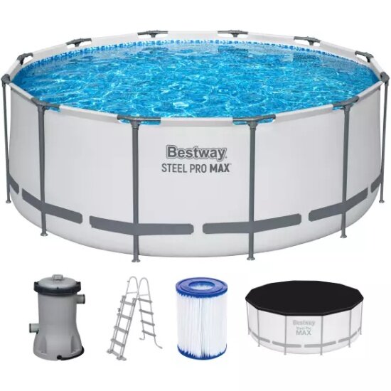 Бассейн Bestway Steel Pro Max 366х122см, 10250л, фильтр-насос 2006л/ч, лестница, тент, 56420 BW