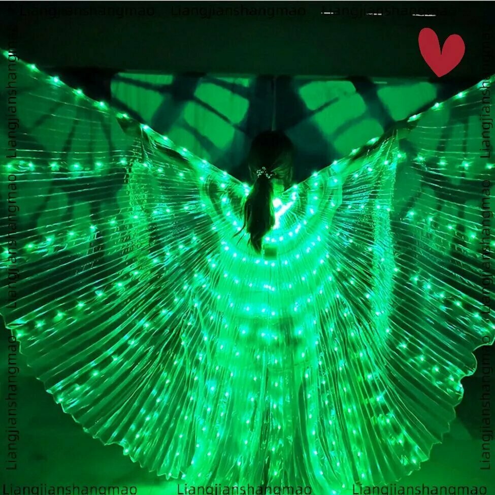 Эксклюзивные люминесцентные крылья бабочки для танцев, зеленые LED, светящиеся