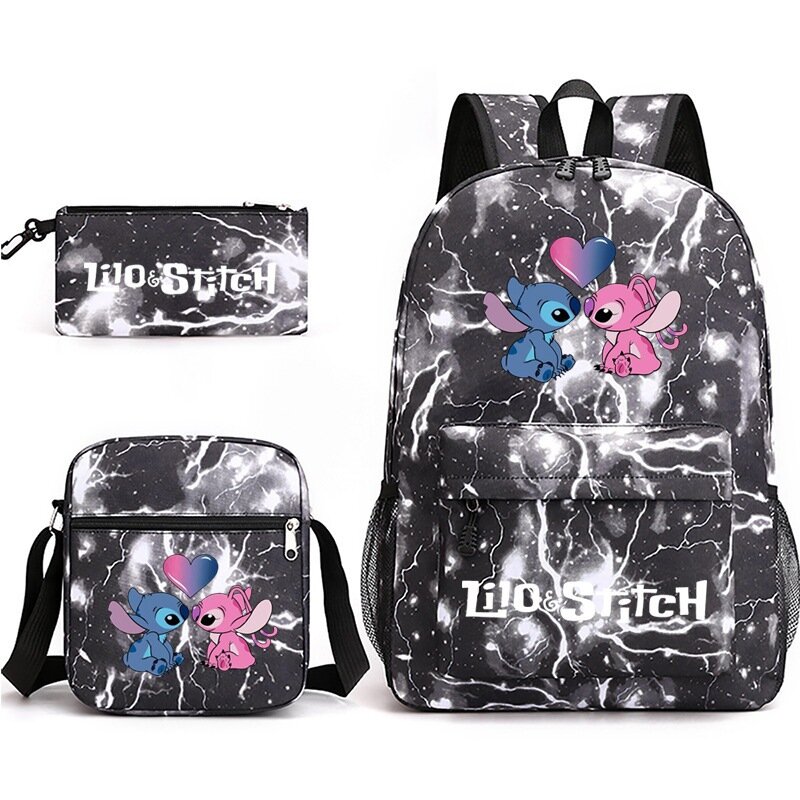 Рюкзак Stitch Lilo and Stitch Stitch, сумка на плечо, сумка для ручек, школьная сумка, комплект из трех предметов