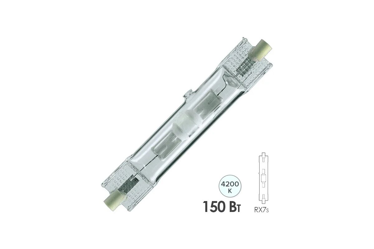 Лампа металлогалогенная FL‑LED HS‑I TS 150‑NDL 4200K 150Вт 12500Lm Rx7s‑24, трубчатая форма, диаметр 23 мм, длина 135 мм