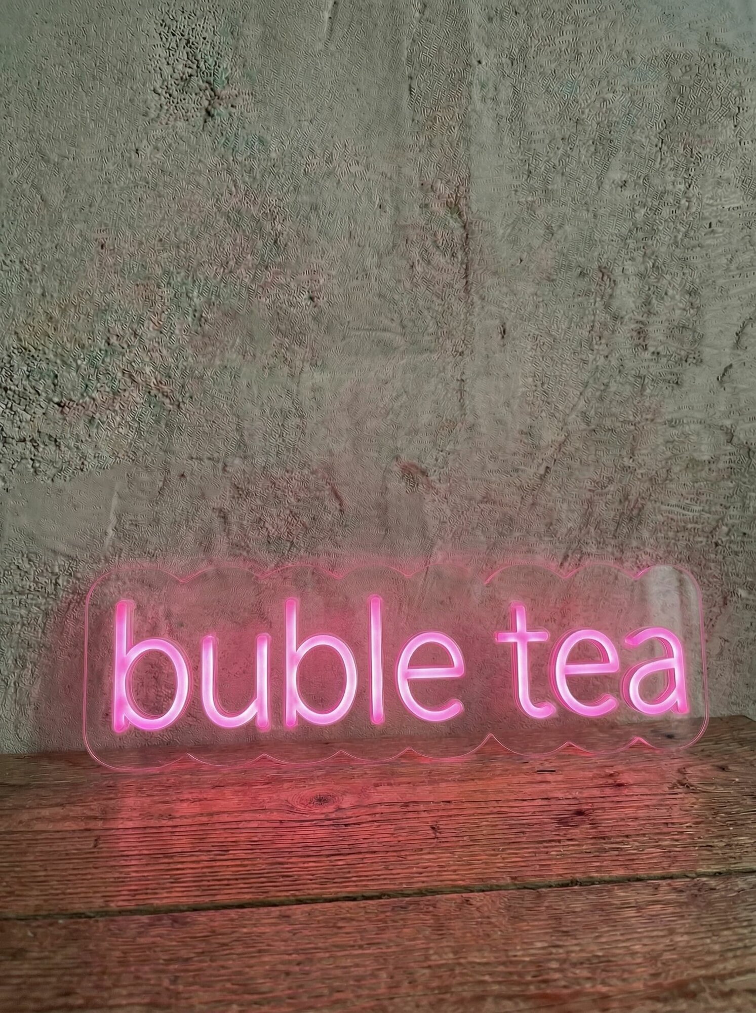 Неоновая вывеска "buble tea" 63х21 см, неоновая надпись, LED светильник для кафе
