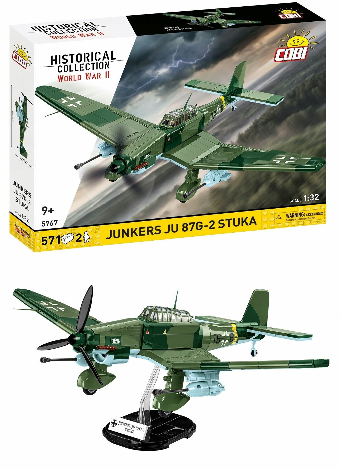 Конструктор Cobi Historical Collection World War II - Бомбардировщик Junkers Ju 87G-2 Stuka + фигурки, 571 эл. - 5767