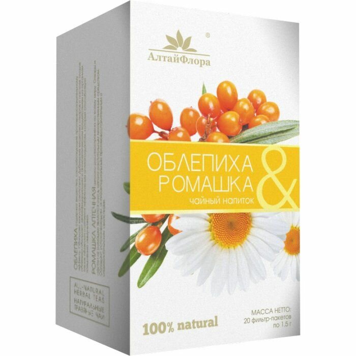 Чайный напиток АлтайФлора облепиховый с ромашкой чай/нап № 20 1, 5 г ф/п