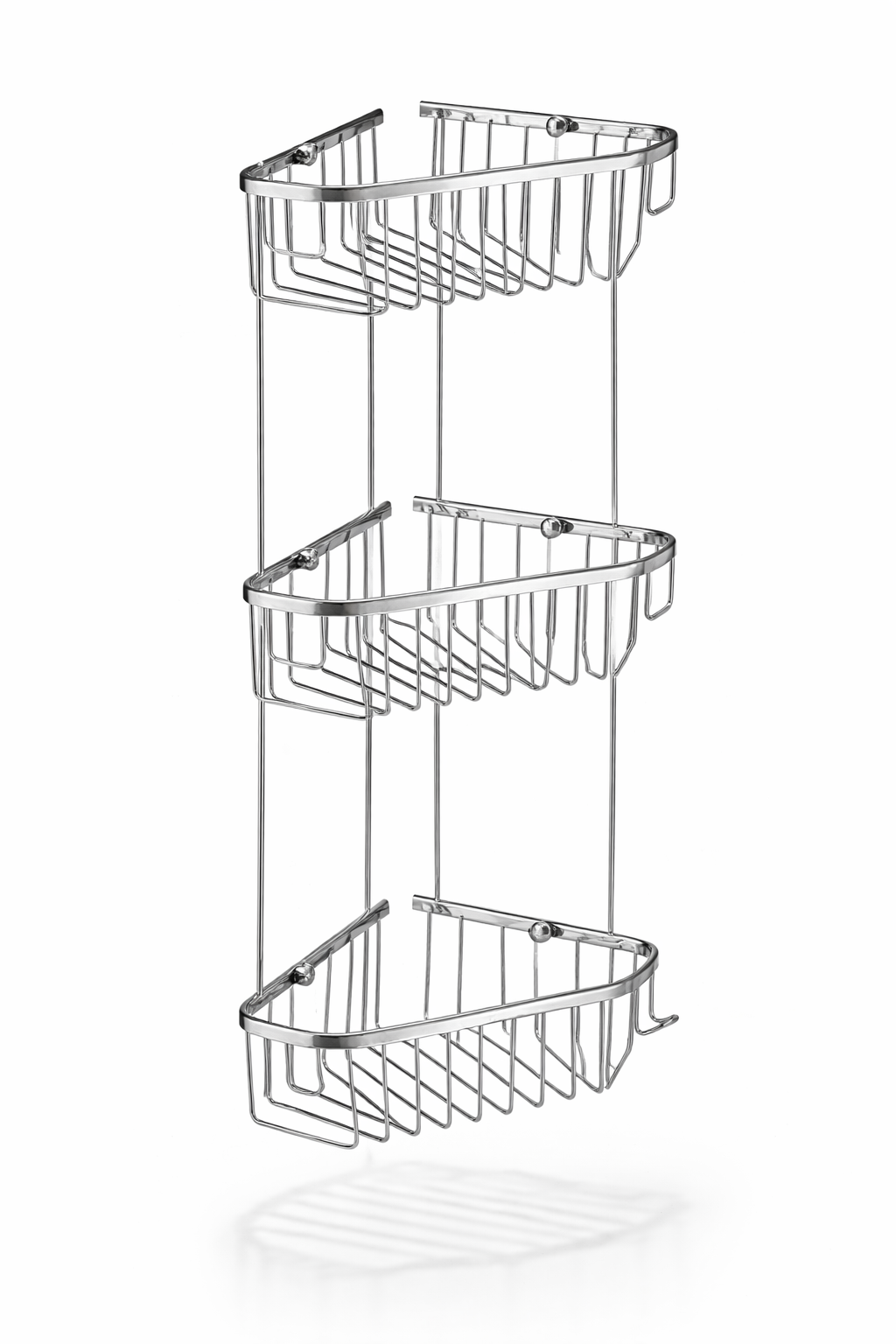 Полка‑решетка угловая тройная Rainbowl 15×15×15×58 см, хром, латунь,