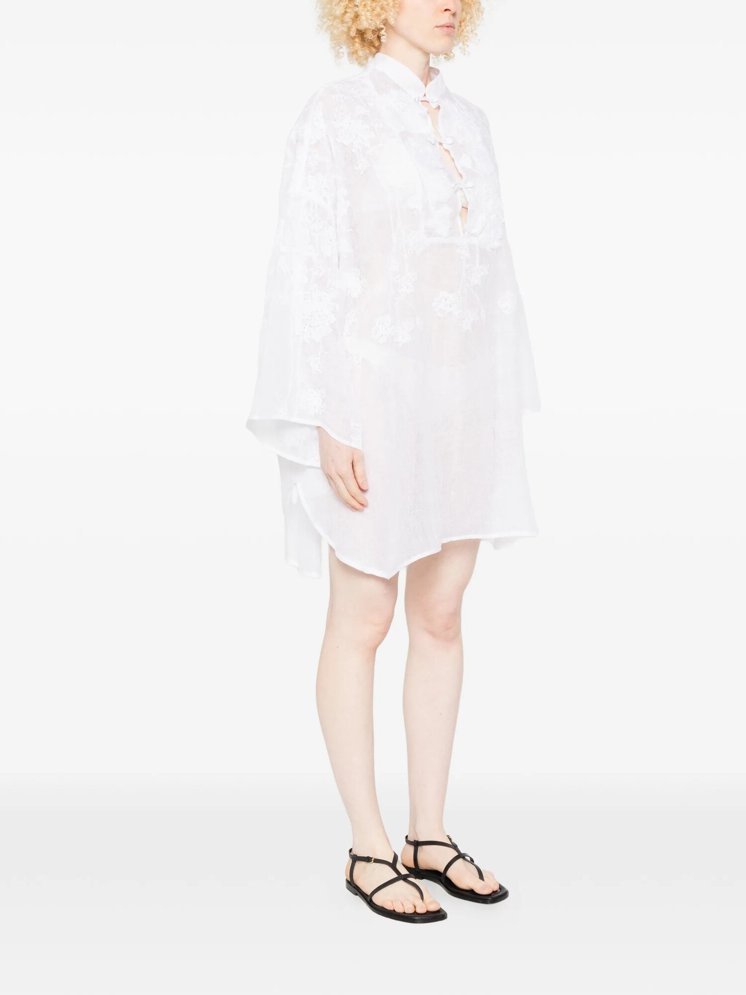 Платье Ermanno Scervino Lace buttoned mini dress, размер 42, белый — фото 1