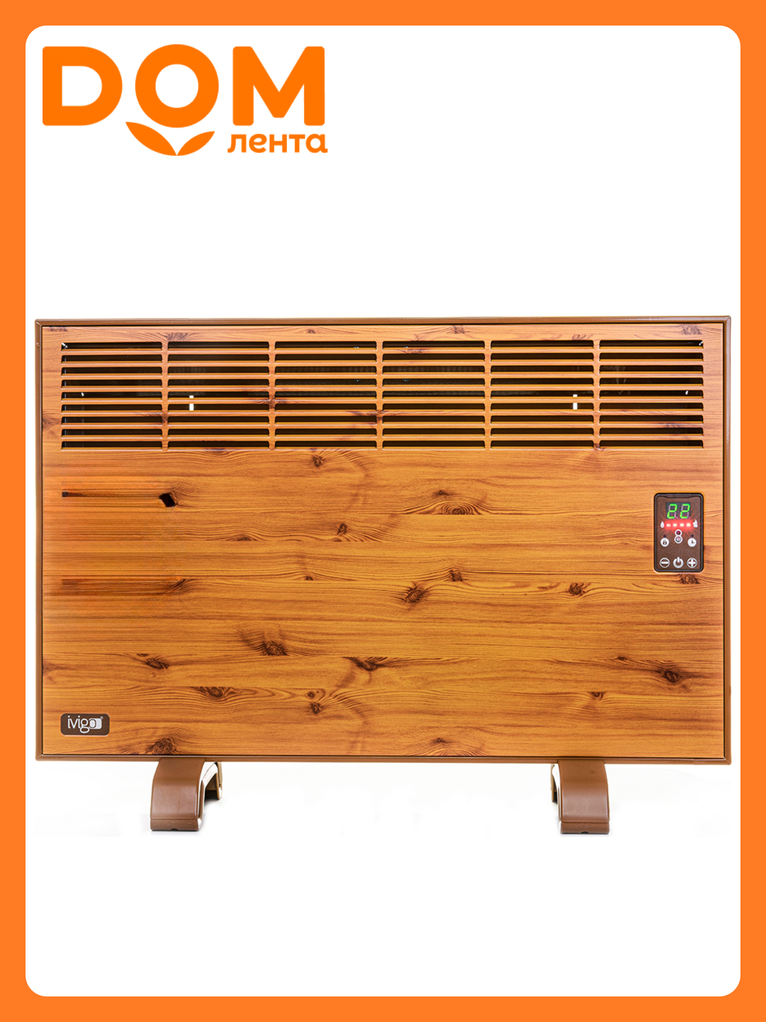 Конвектор iVigo EPK4570E10, настенный, напольный, 1000Вт, Х-образный нагреватель, дерево