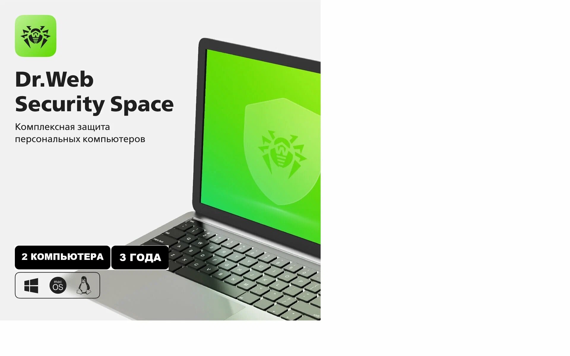 Антивирус Dr.Web Security Space, новая лицензия, 2 ПК, на 36 месяцев (LHW-BK-36M-2-A3)