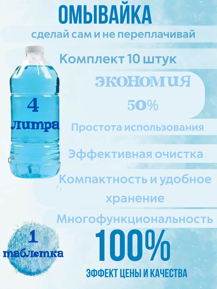 Таблетки для приготовления омывающей жидкости, 1 табл = 4 л готового средства