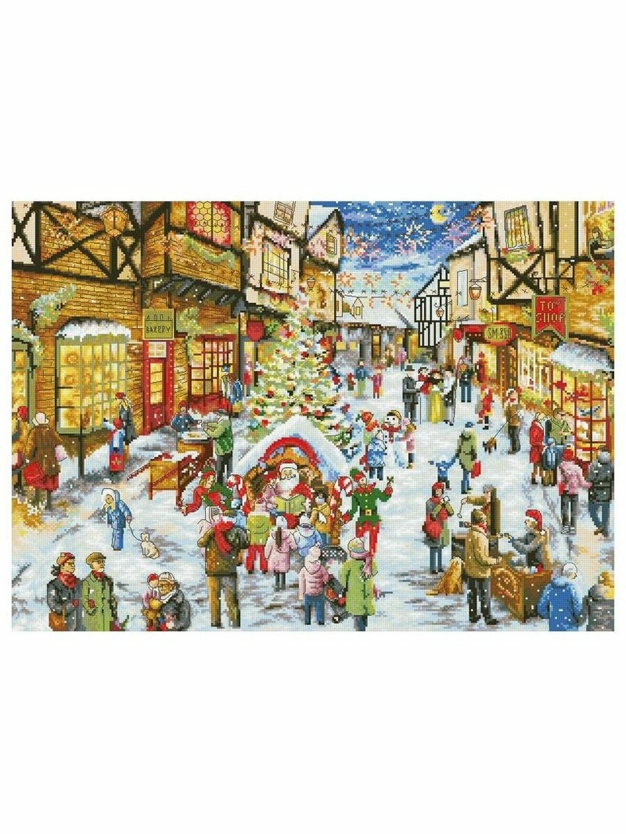 16CT Набор для вышивки Amishop "Счастливого Рождества" Leti stitch 909 Копия, 35 x 49 см, 308 x 220 стежков, 55 цветов
