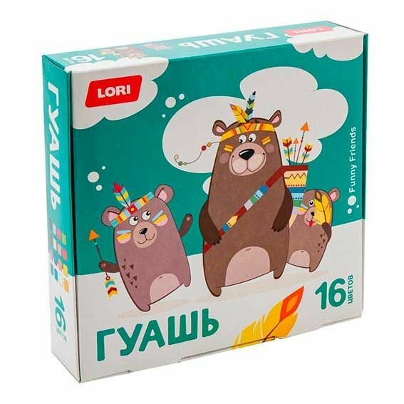 Гуашь 7-Я 16 цветов, 15 мл, Lori, "Funny Friends"