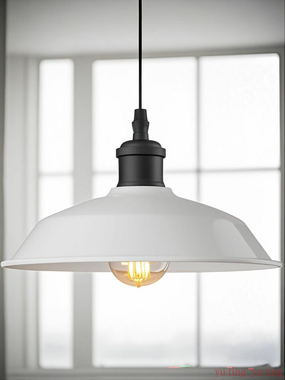 Люстра потолочная, E27, регулируемая высота, LED, черно-серая