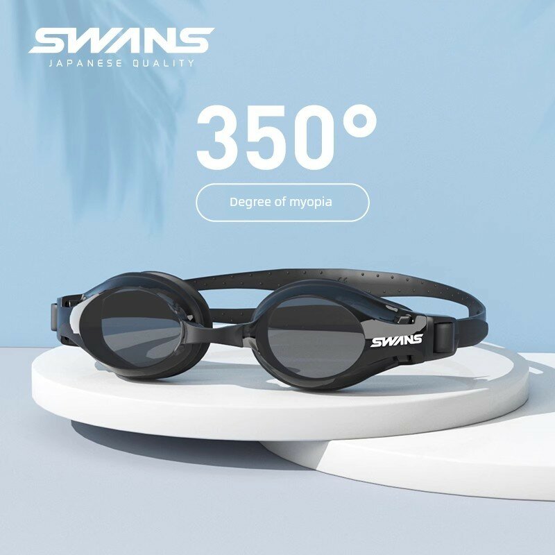 Swans Универсальные плавательные очки для 350 диоптрий, антизапотевание, прозрачные линзы, черные, стандартная рамка