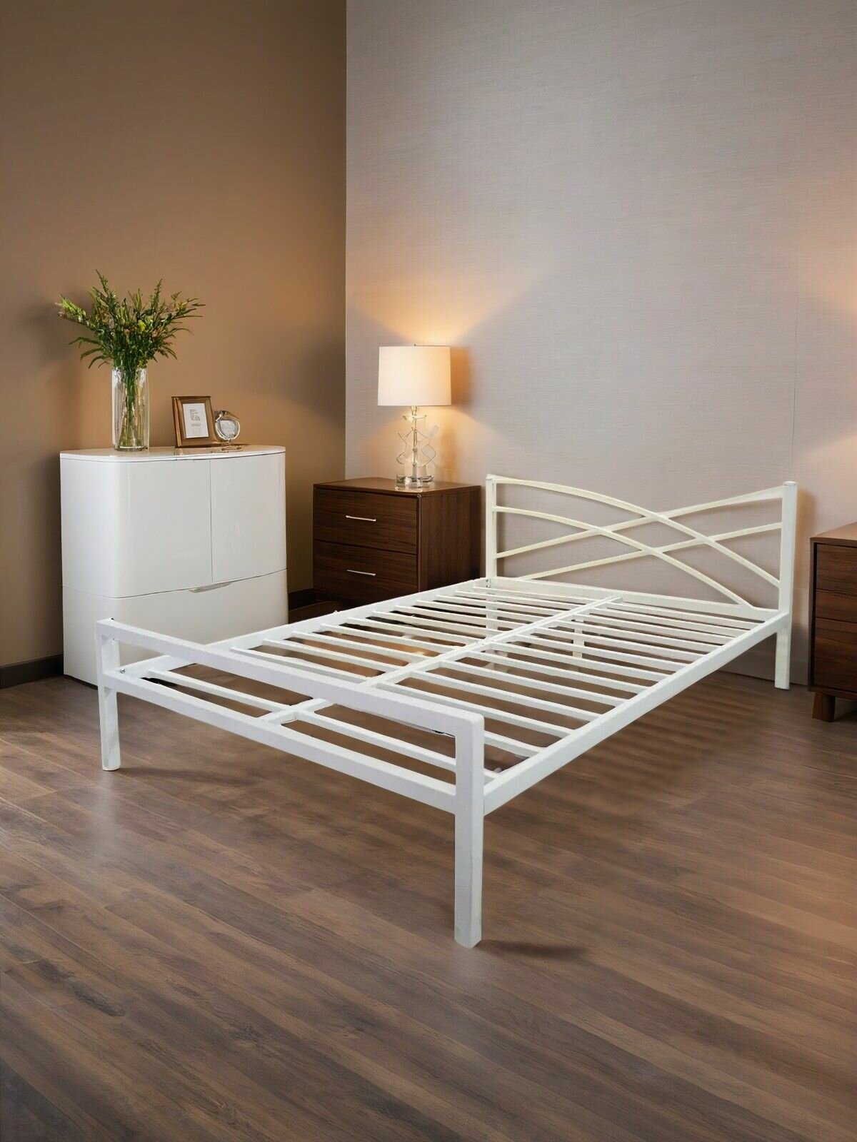 Кровать LOFT Mebel "Глория", белая, кованая, металлическая, 160x200х82 см