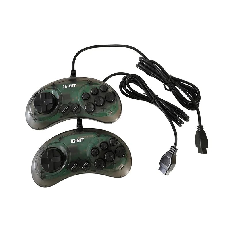 [В 2 упаковках] 16-битный игровой контроллер с 6 кнопками для SEGA Genesis-черный