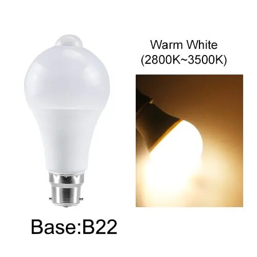 Светодиодная лампа с датчиком движения теплый белый свет 12W/15W/18W/20W