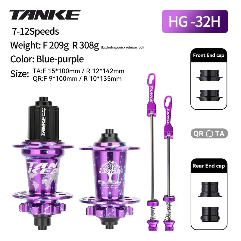 Втулка велосипедная TANKE HG-32H Blue Purple 32H