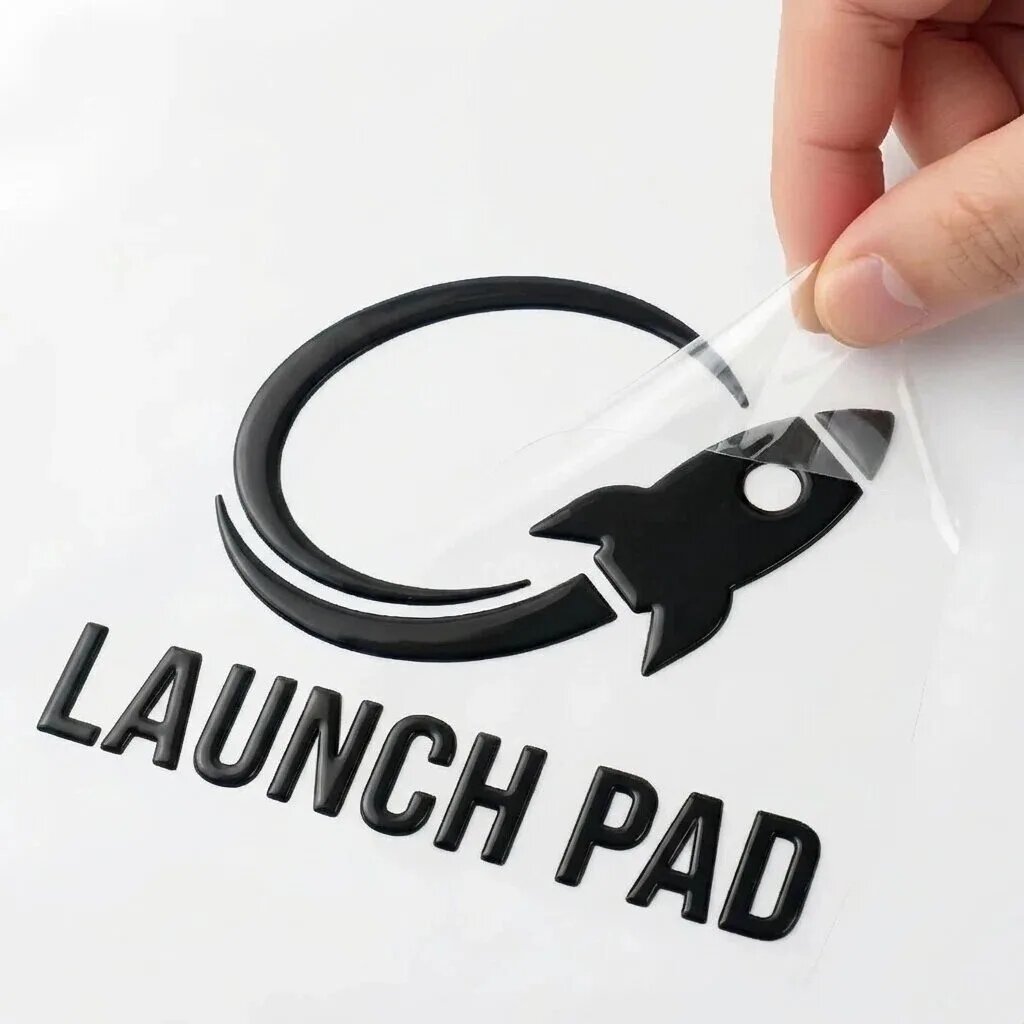 Наклейки 3D УФ с логотипом "Launch Pad", 7см, 50шт