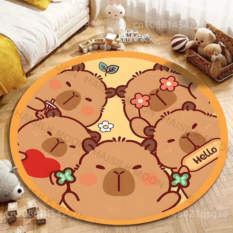 Круглый ковер MINISO с принтом капибары Diameter -80cm, Style I