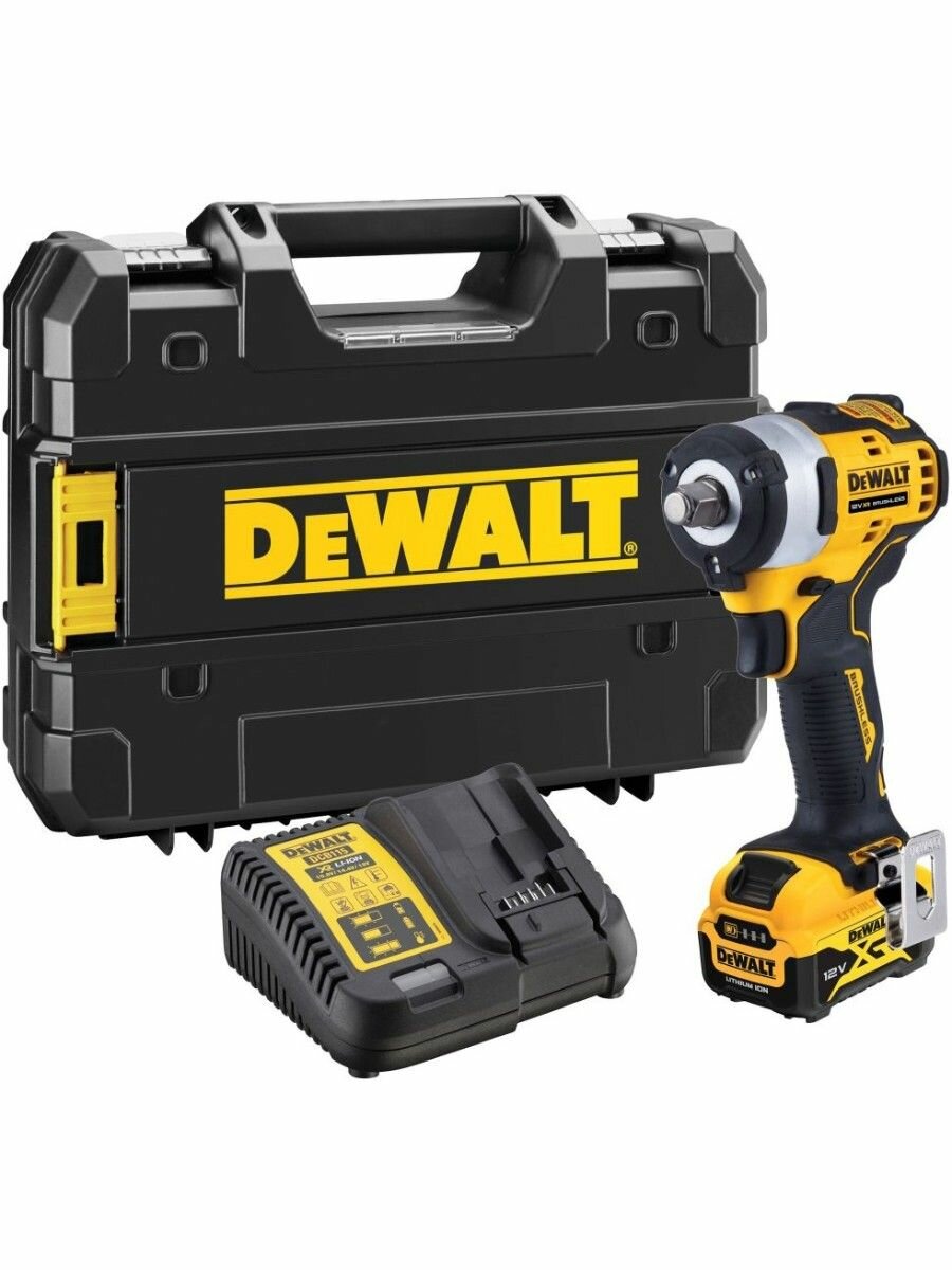 Гайковерт аккумуляторный DeWalt DCF901P1-QW, ударный бесщеточный, Li-Ion, 12 В, желтый/черный, 26528