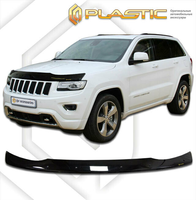 Дефлектор капота Jeep Grand Cherokee 2010 н. в. Черный глянцевый СА Пластик