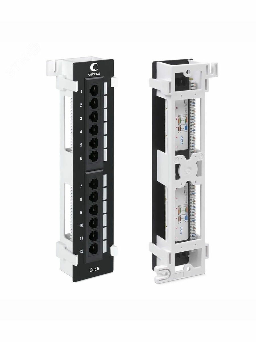Патч-панель настенная, 12 портов RJ-45, категория 6, с подставкой, Du PL-12-Cat.6-WL-Dual IDC Cabeus